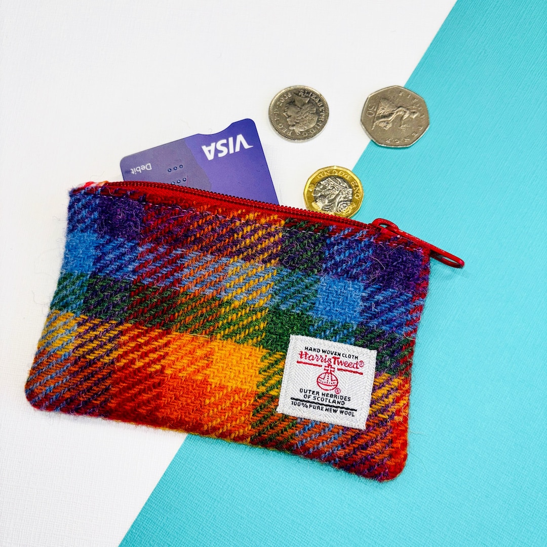 Harris Tweed Rainbow Coin Purse, Change Purse, Coin Pouch, Rainbow ...