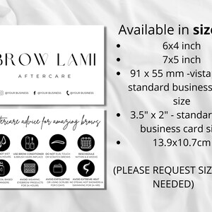 Brow Lamination Aftercare Card Template, Editable Brow Lamination ...