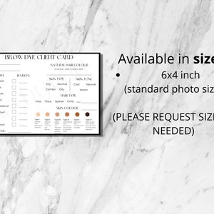 Brow Dye Client Record Card, Brow Tint Record Card, Bronsun Dye Record ...