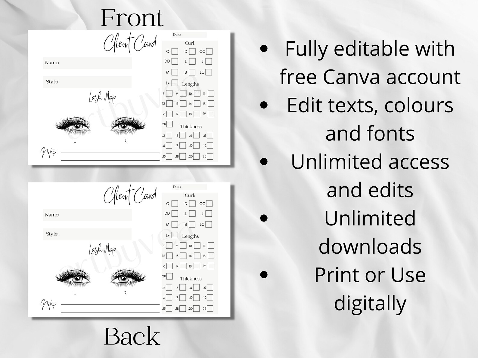 Lash Extension Client Record Card, Eyelash Extension Client Record Card ...