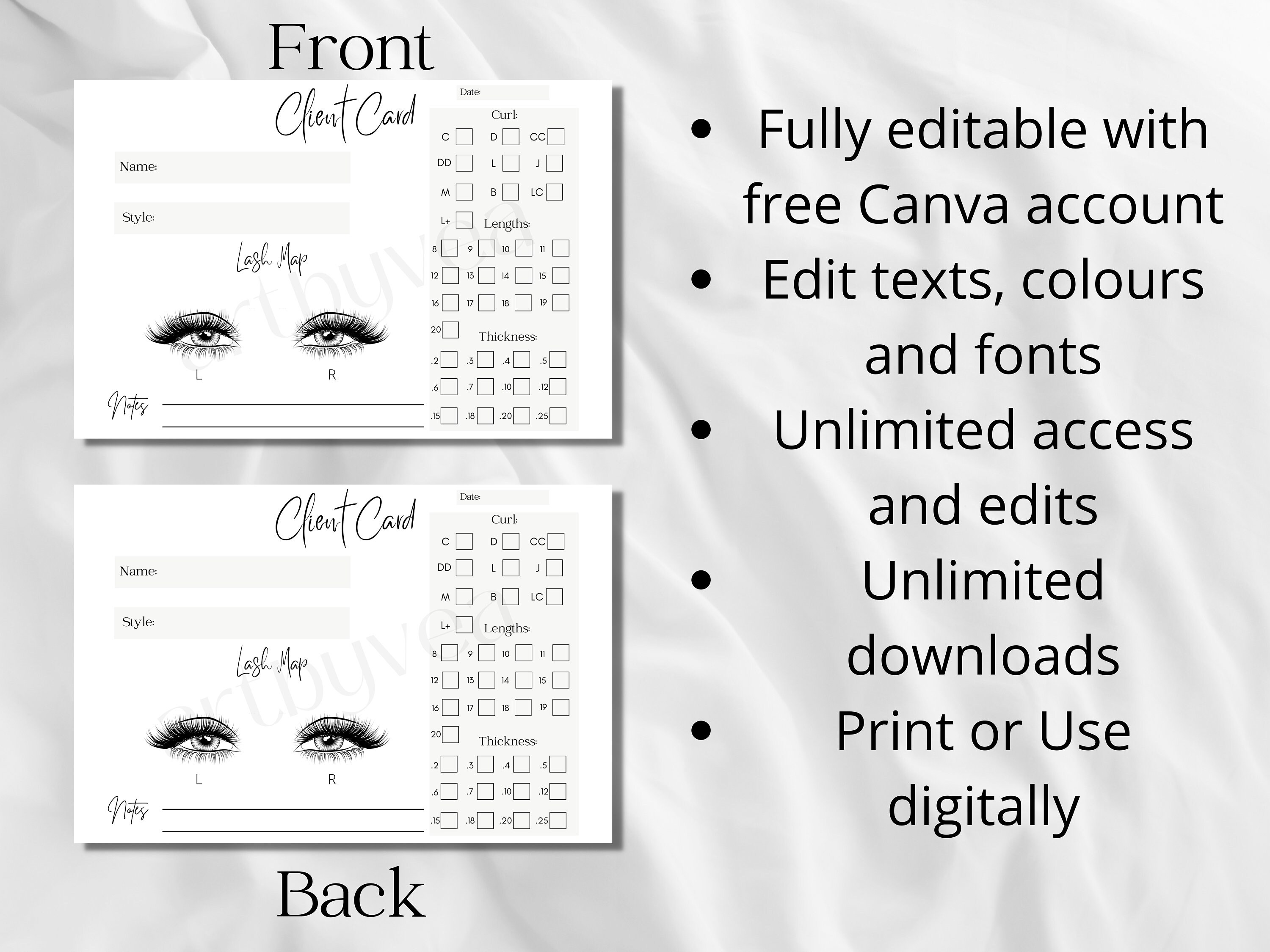 Lash Extension Client Record Card, Eyelash Extension Client Record Card ...