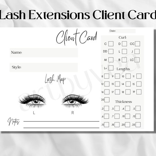 Lash Extension Client Record Card Eyelash Extension Client - Etsy