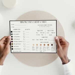 Brow Dye Client Record Card, Brow Tint Record Card, Bronsun Dye Record ...