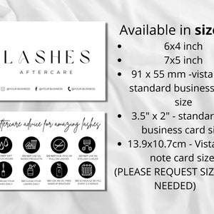 Eyelash Extensions Aftercare Card Template Printable Eyelash After Care ...