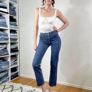 XS/25 Vintage 70s 501 Medium Dark Wash Selvedge Redline Slim Fit Straight Leg Levis - Etsy