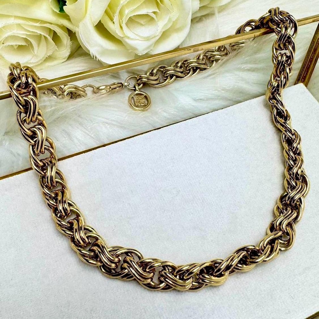 Vintage 90s Givenchy Chain Link Gold Tone Necklace - Etsy