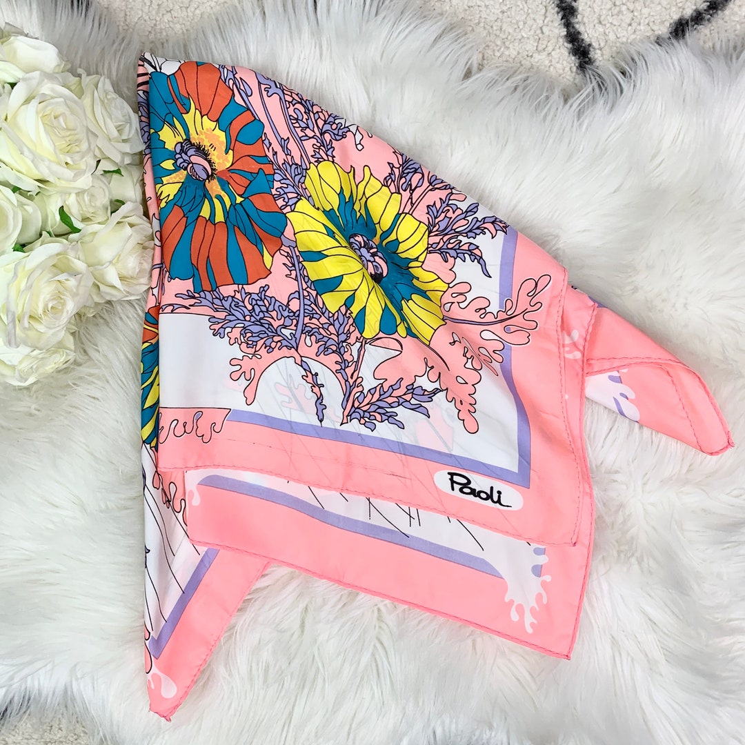 Vintage Paoli Silky Multi Color Floral Print Scarf 26.25x26.25 - Etsy