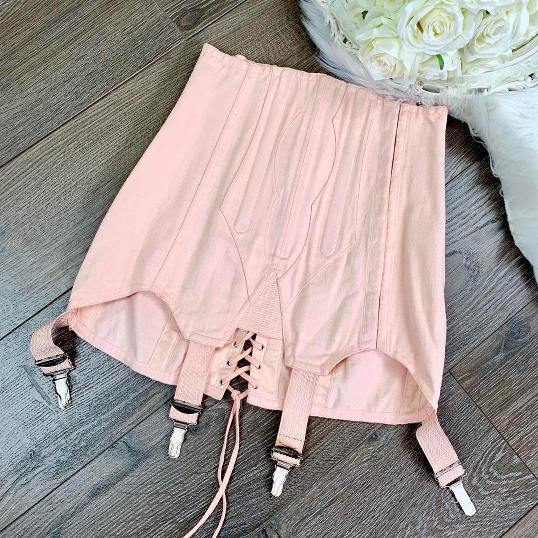 Sz XXS/XS Vintage 40s/50s Pink Lace up Girdle Corset Skirt - Etsy