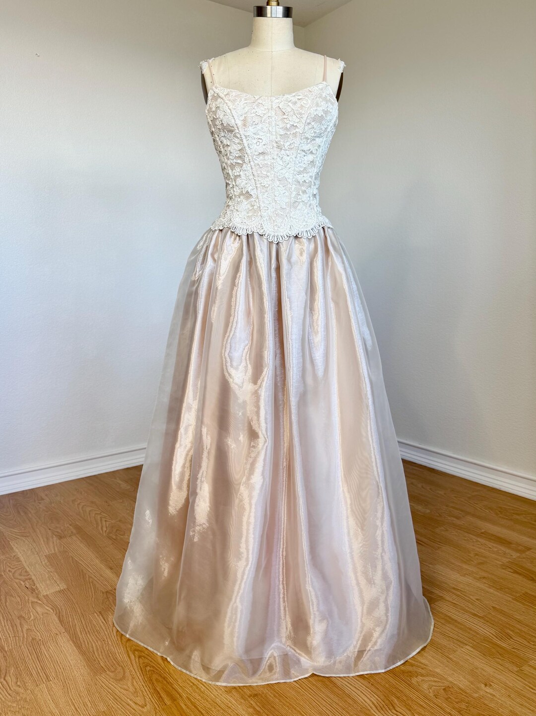 Sz S/M Vintage Y2K Cache Ivory Blush Organza Formal Prom Dress - Etsy