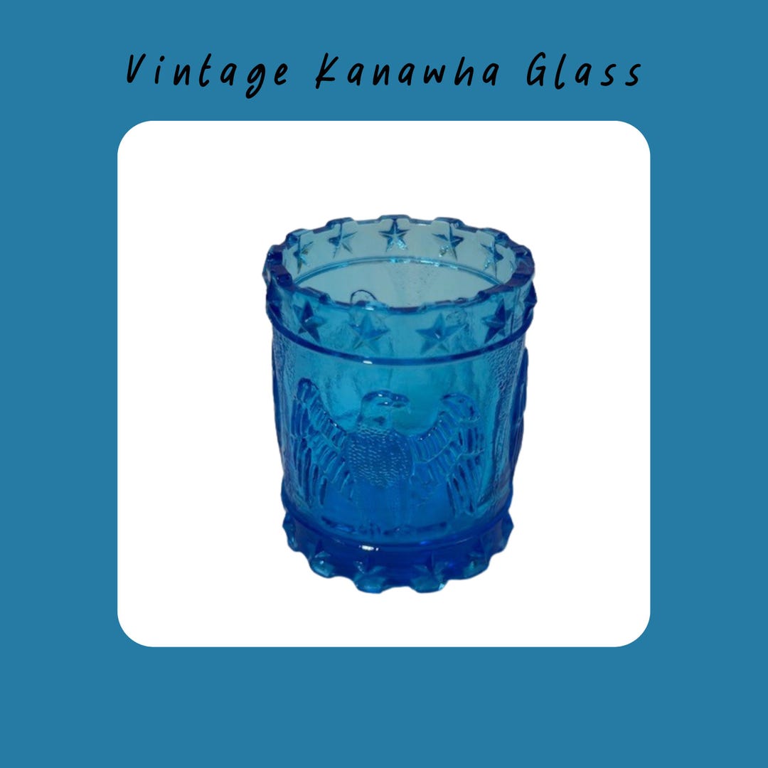 Vintage Kanawha Glass Blue Toothpick Holder – Eagle & Stars Design - Etsy