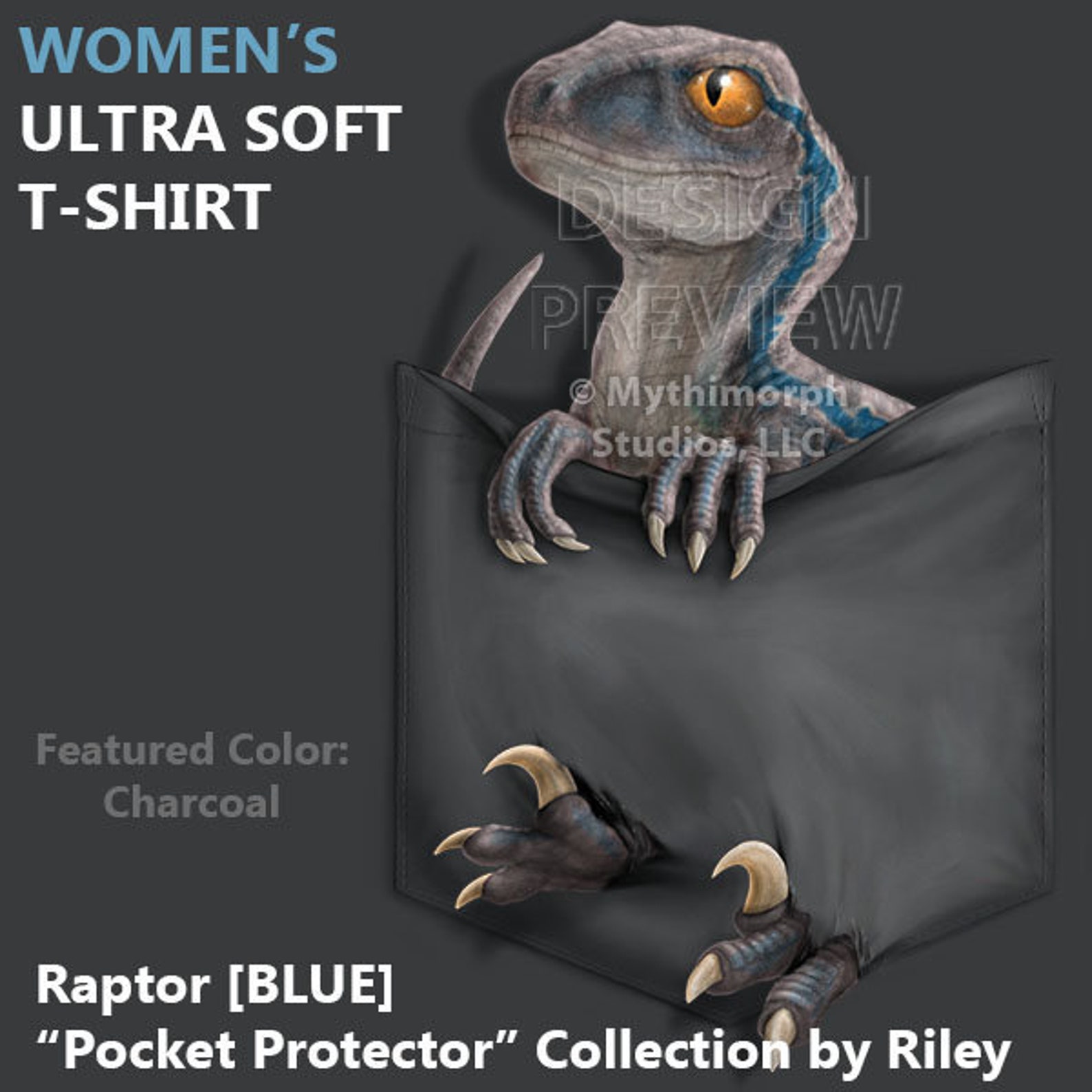 Women's Ultra Soft T-shirt: Raptor BLUE pocket | Etsy