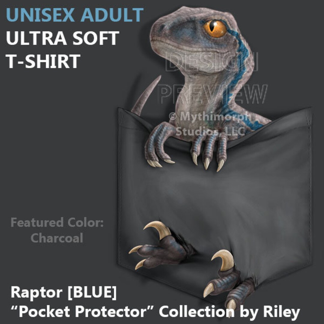 Adult Ultra Soft T-shirt: Raptor [BLUE] "pocket Protector" - Etsy