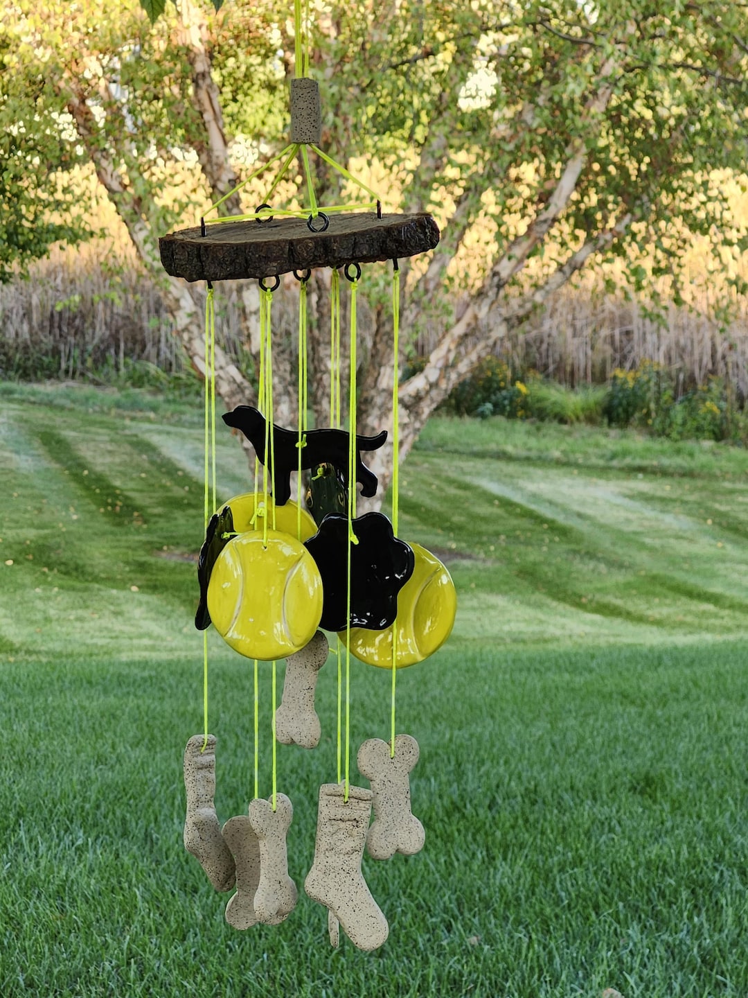 Ceramic Wind Chimes, Hand Built From Clay, Labrador & Tennis Balls, Dog ...