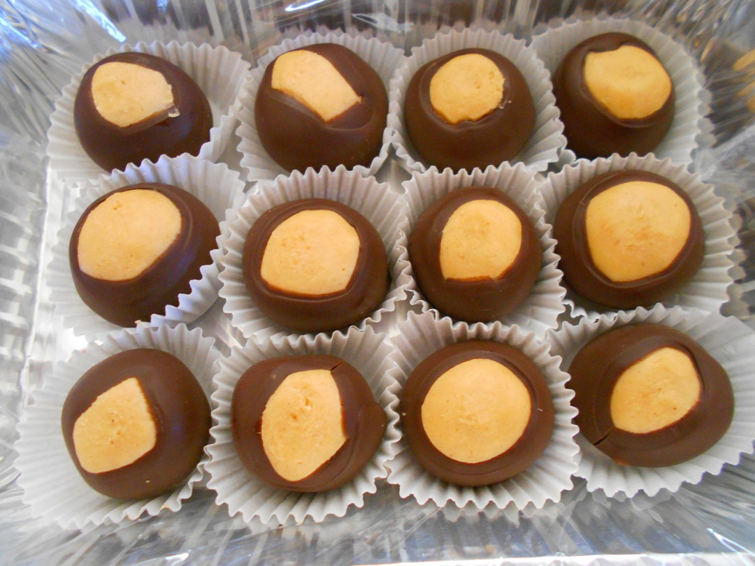 Buckeyes, 1 DOZEN, Homemade Candy, Peanut Butter Balls, Chocolate Candy ...