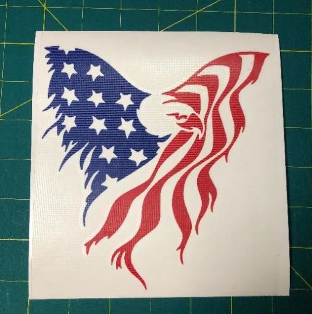 Eagle American Flag TWO COLOR Vinyl Decal - Etsy