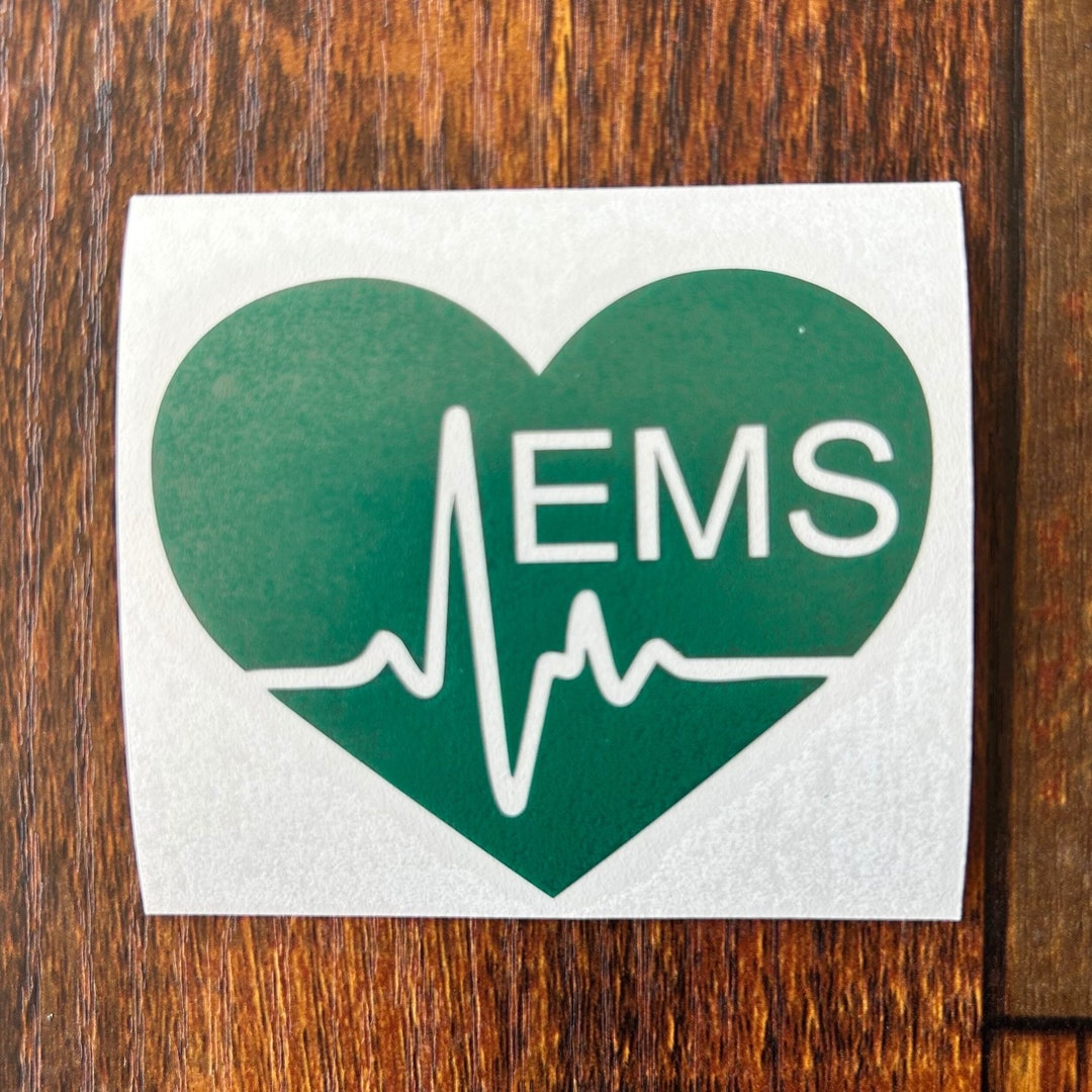 EMS Heart With EKG Vinyl Decal - Etsy