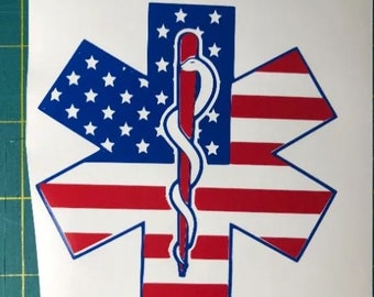 Star of Life Flag | Sticker | EMS Sticker | Medical | First Responder ...