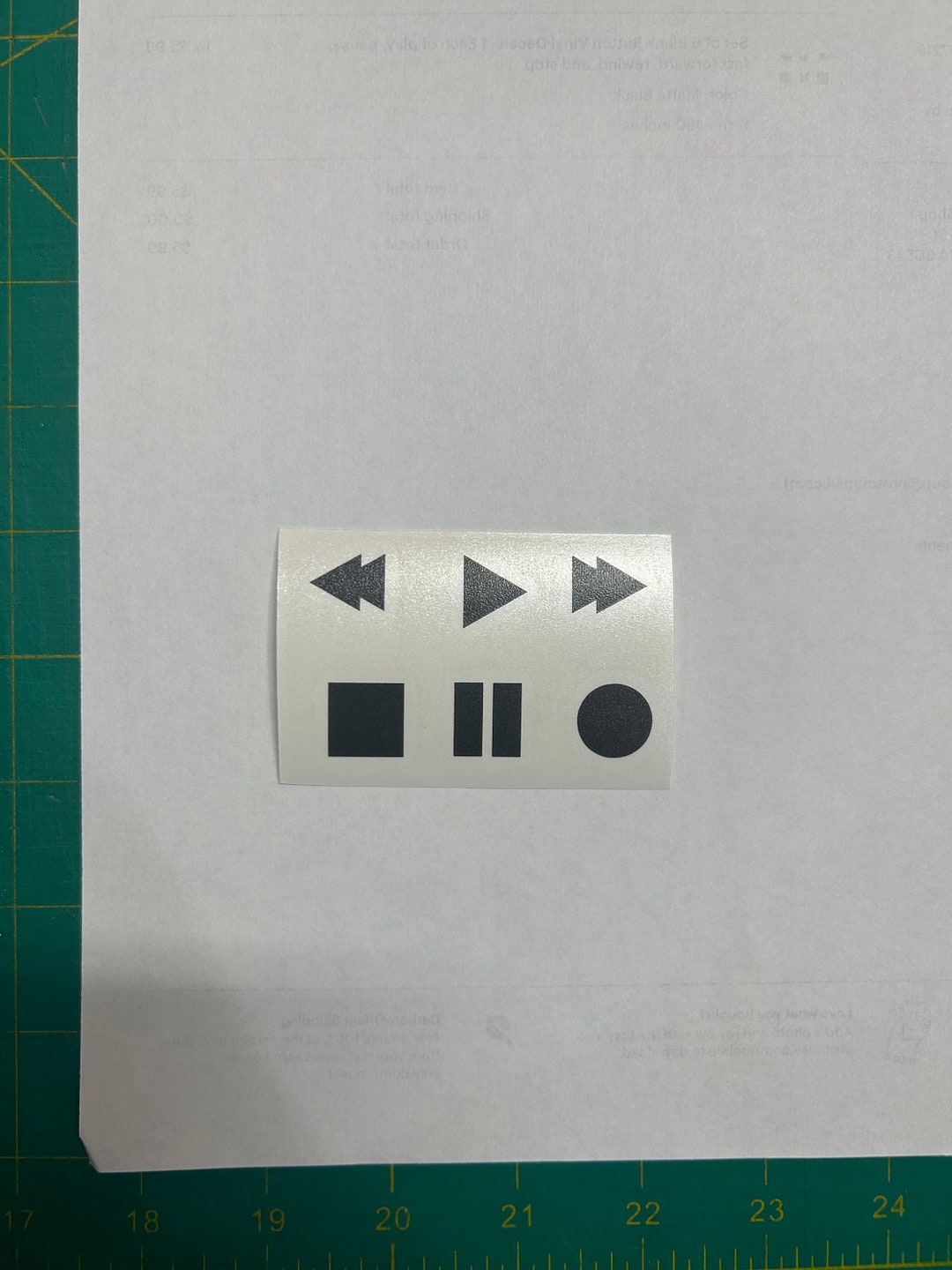 Set of 6 Blank Button Vinyl Decals- 1 Each of Play, Pause, Fast Forward ...