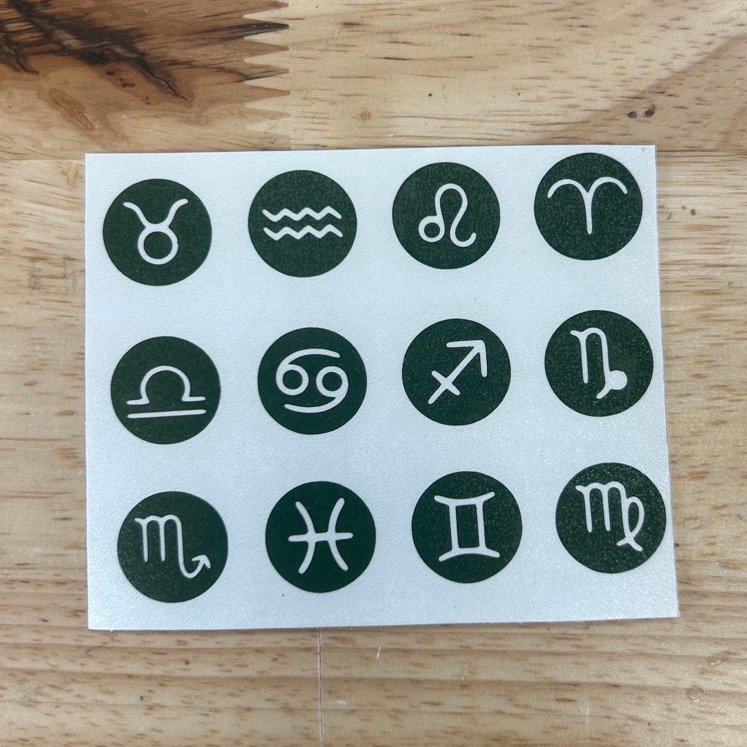 Set of 12 Zodiac Decals- Car Dash Button Sticker - Etsy