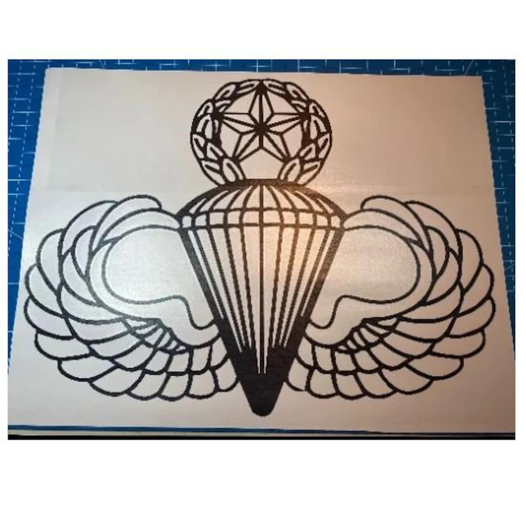 Master Parachutist Qualification Badge Airborne Jump Wings Vinyl Decal ...
