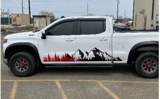 Two-color Mountain Sides and Trees Vehicle Side Graphics - Etsy