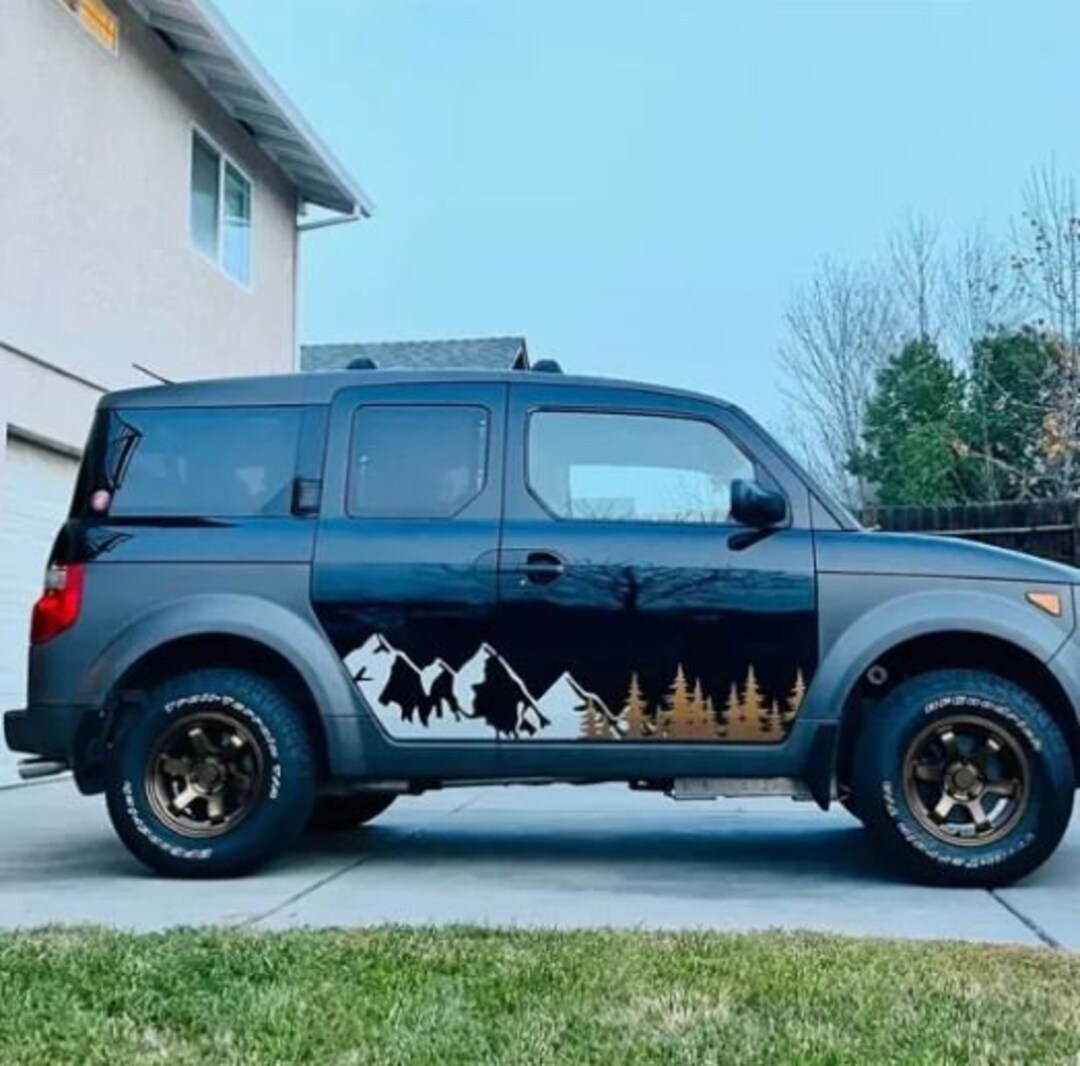 Two-color Mountain Sides and Trees Vehicle Side Graphics - Etsy