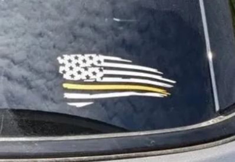 Thin Gold Line Distressed Flag Vinyl Decal - Etsy