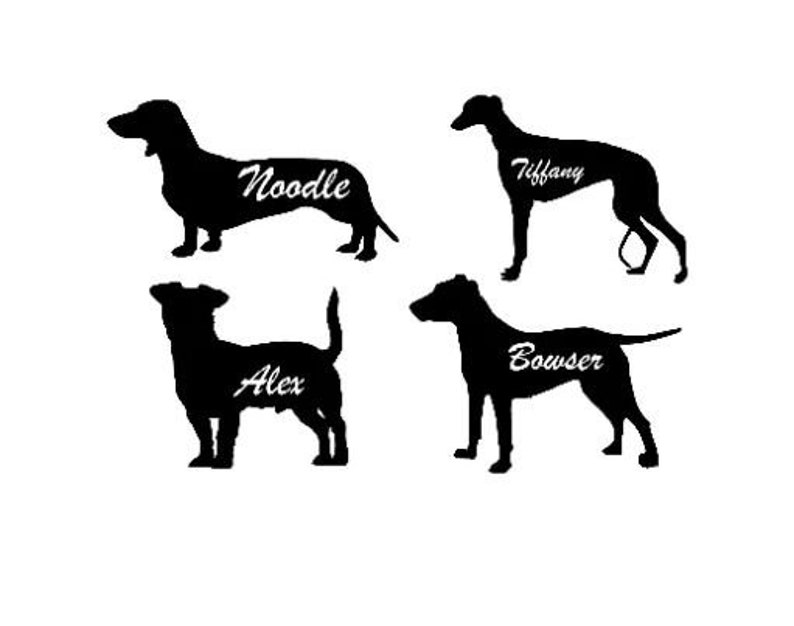CUSTOM Dog Name Silhouette Vinyl Decal - Etsy