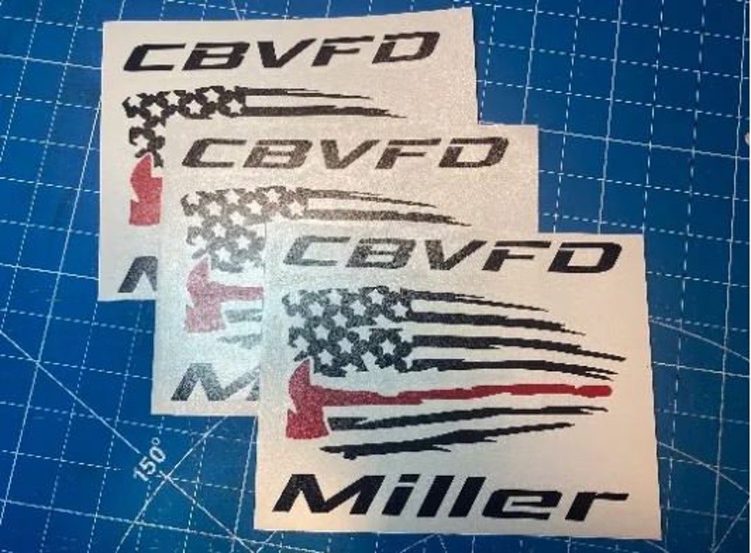 Customized Firefighter Thin Red Line Distressed Flag Axe Style Vinyl ...