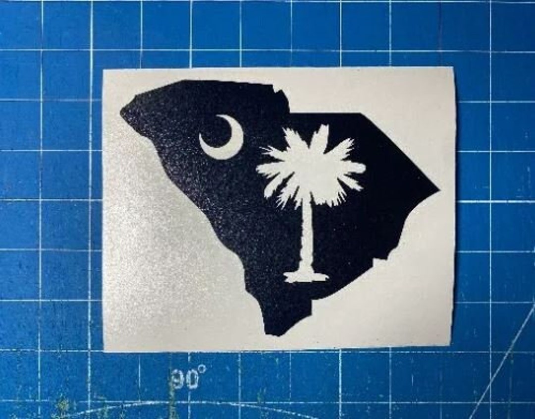 South Carolina Palmetto and Crescent Moon Vinyl Decal - Etsy