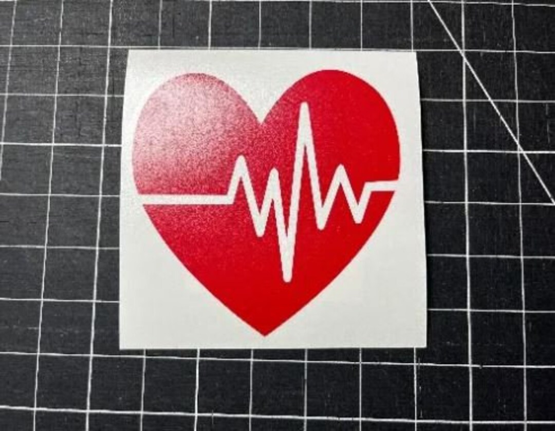 Heart With EKG Vinyl Decal - Etsy