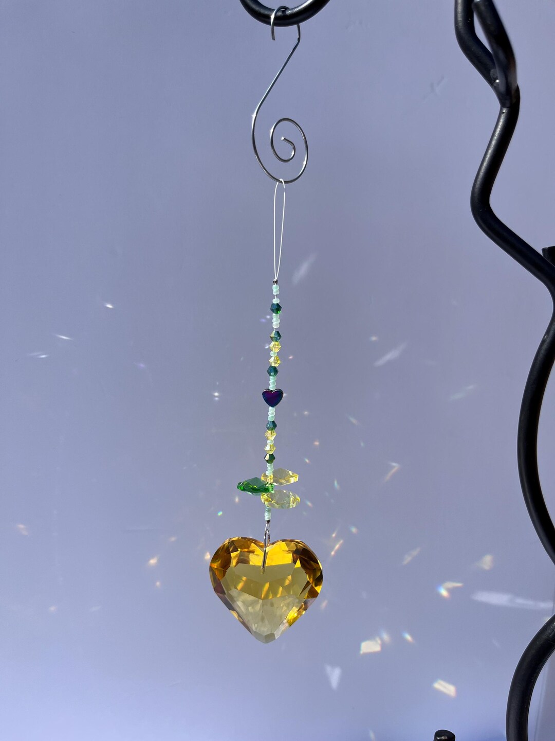 Heart Crystal Suncatcher, Yellow - Etsy