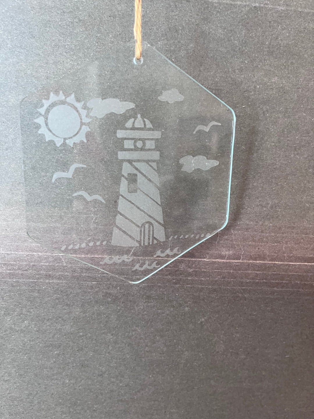 Lighthouse/hand Etched/glass/lighthouse Suncatcher/ornament - Etsy