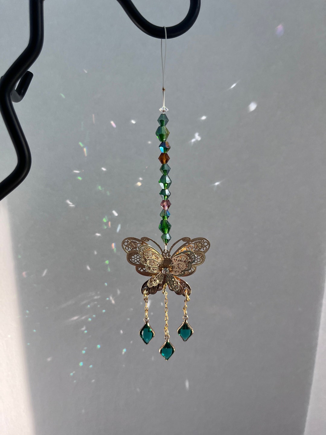 Crystal Butterfly Suncatcher: Gold Rhodium Plated, Rainbow Maker - Etsy