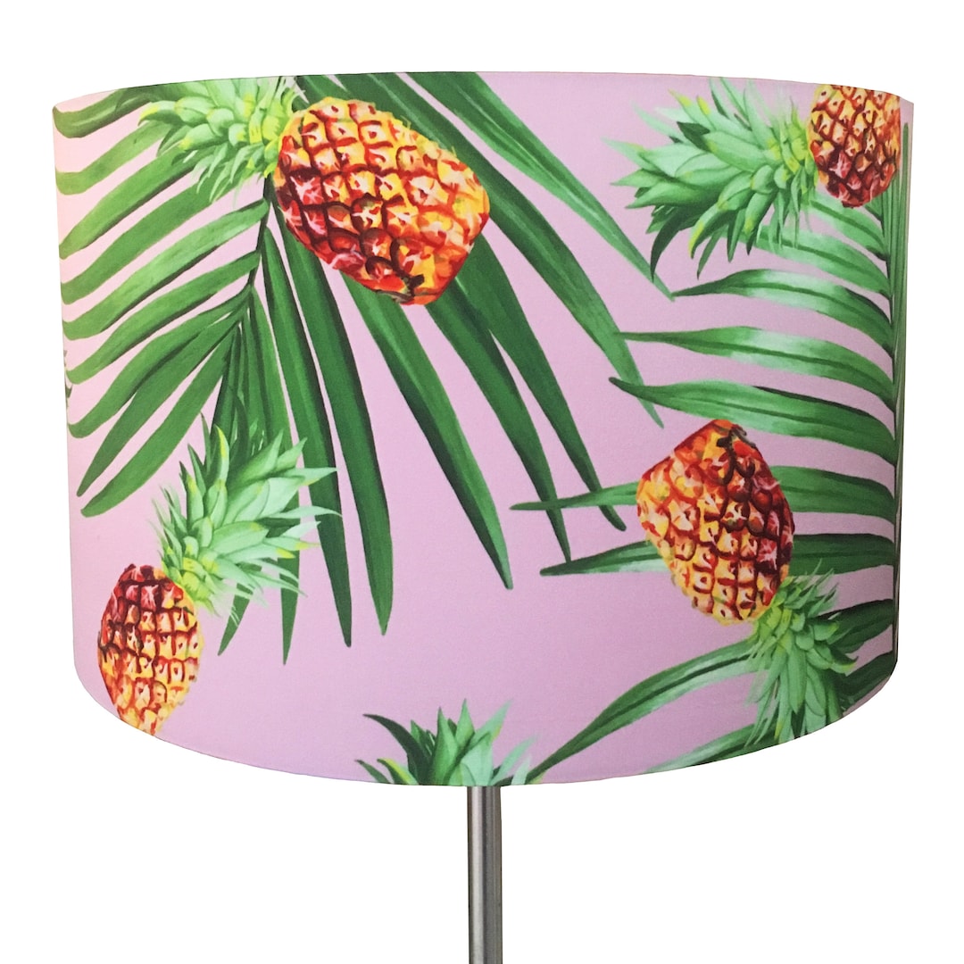 Pink Pineapple and Palm Lampshade, Tropical, Botanical, Fruit, Plants ...