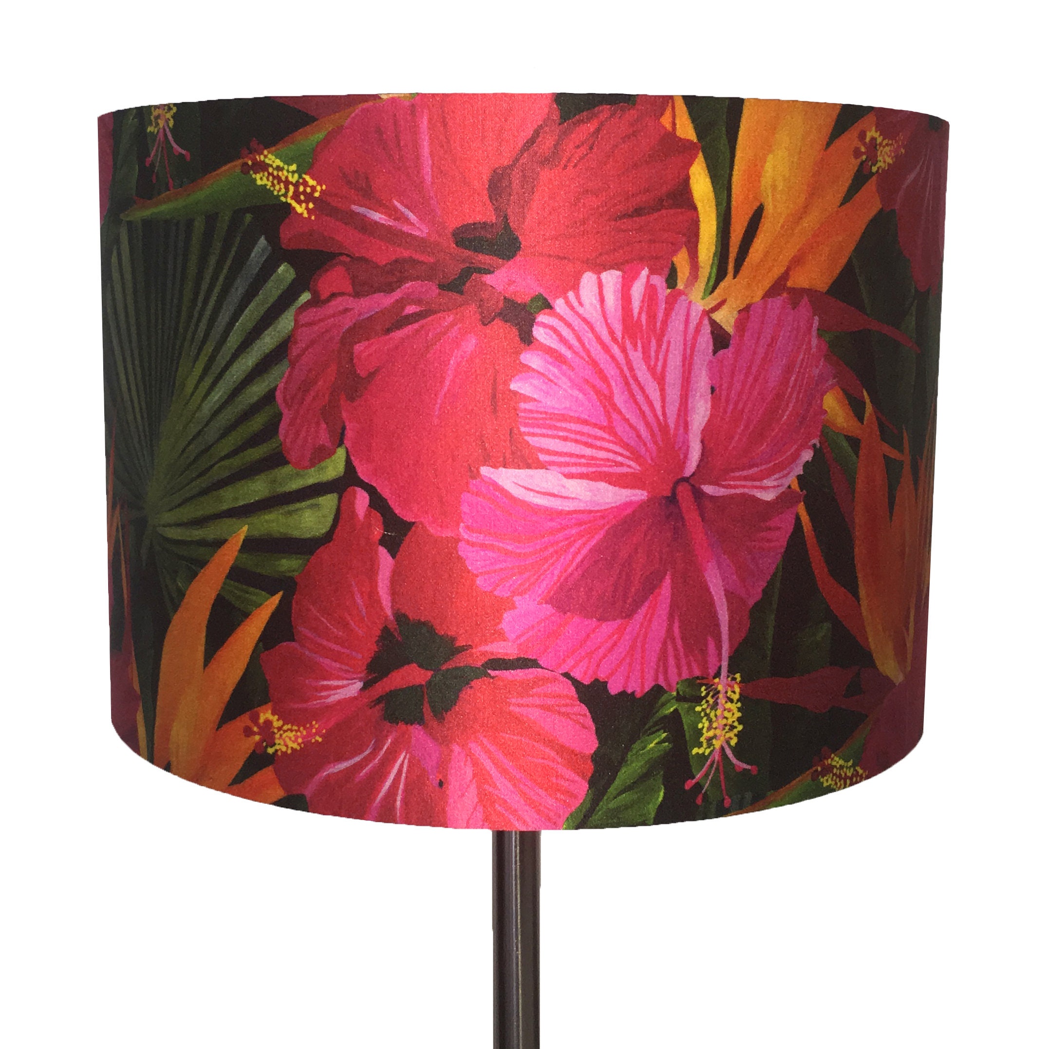 Botanical Lampshade, Dark Background Floral, Tropical, Table Lampshade ...