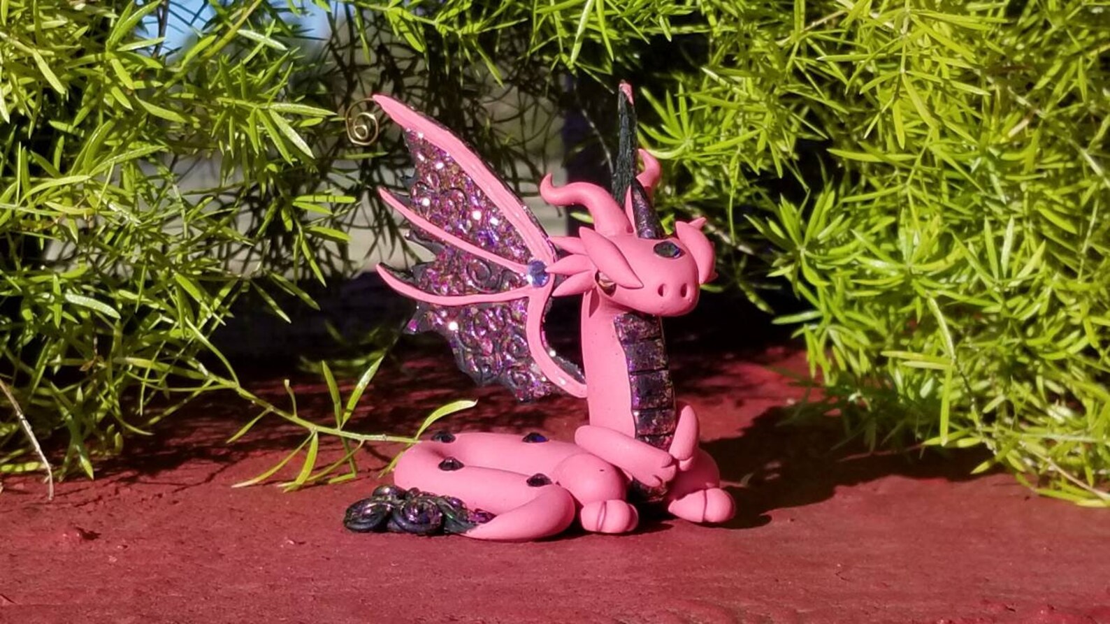 Pink Blush Dragon Statue Sculpture Polymer Clay Unique - Etsy