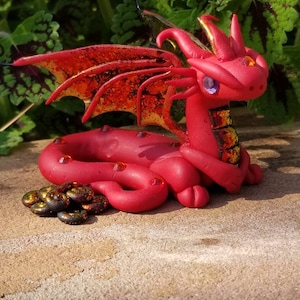 Red Fire Dragon – Statue, Sculpture, Polymer Clay, Unique Gift, Fantasy ...