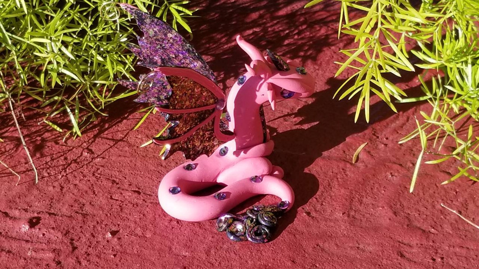 Pink Blush Dragon Statue Sculpture Polymer Clay Unique - Etsy