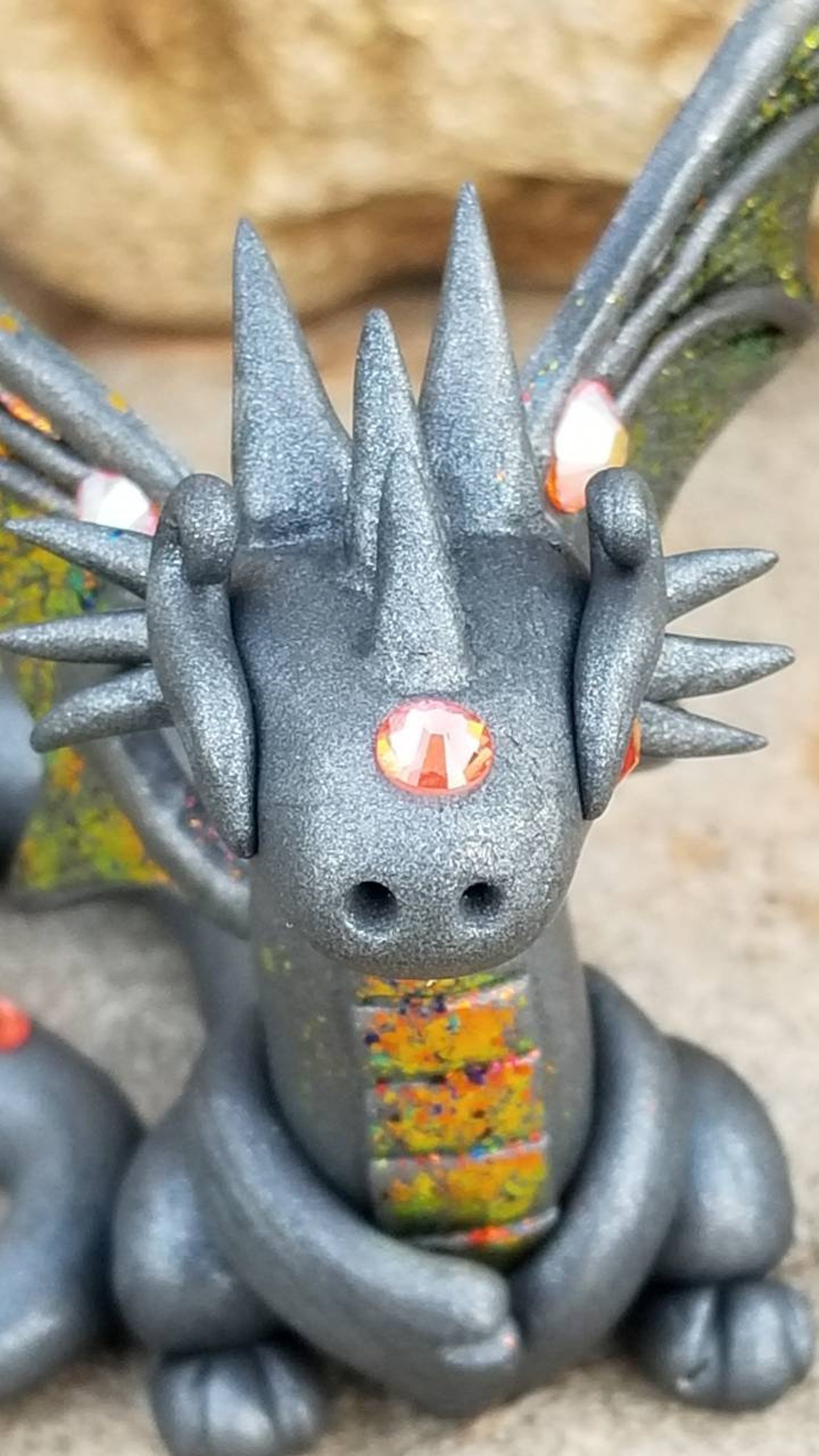 Gray Granite Dragon – Statue, Sculpture, Polymer Clay, Unique Gift ...