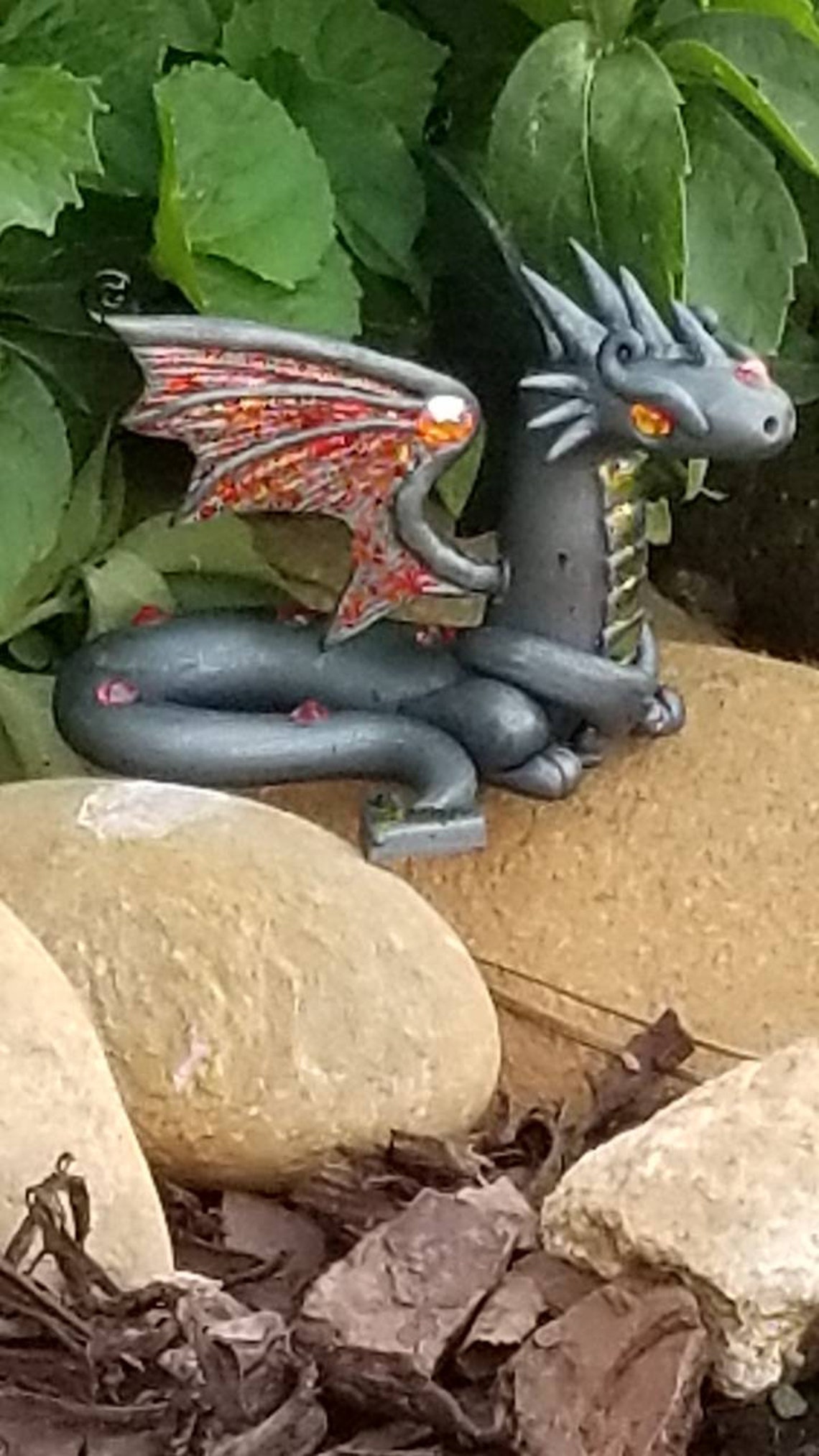 Gray Granite Dragon Statue Sculpture Polymer Clay Unique - Etsy
