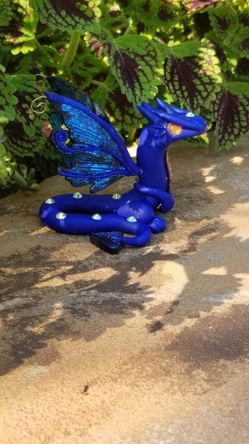 Ultramarine Blue Dragon – Statue, Sculpture, Polymer Clay, Unique Gift ...