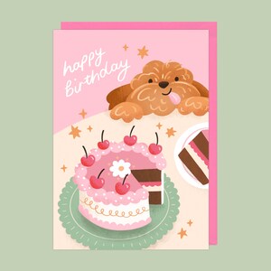 Cute Dog Cake Happy Birthday Card | Cockapoo Birthday Cake Card A6 ...