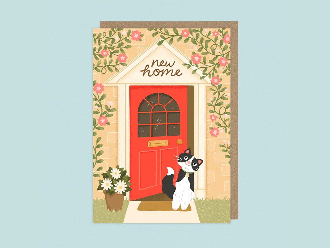 Happy New Home Card, Cute Cat New Home Card | Housewarming Card ...