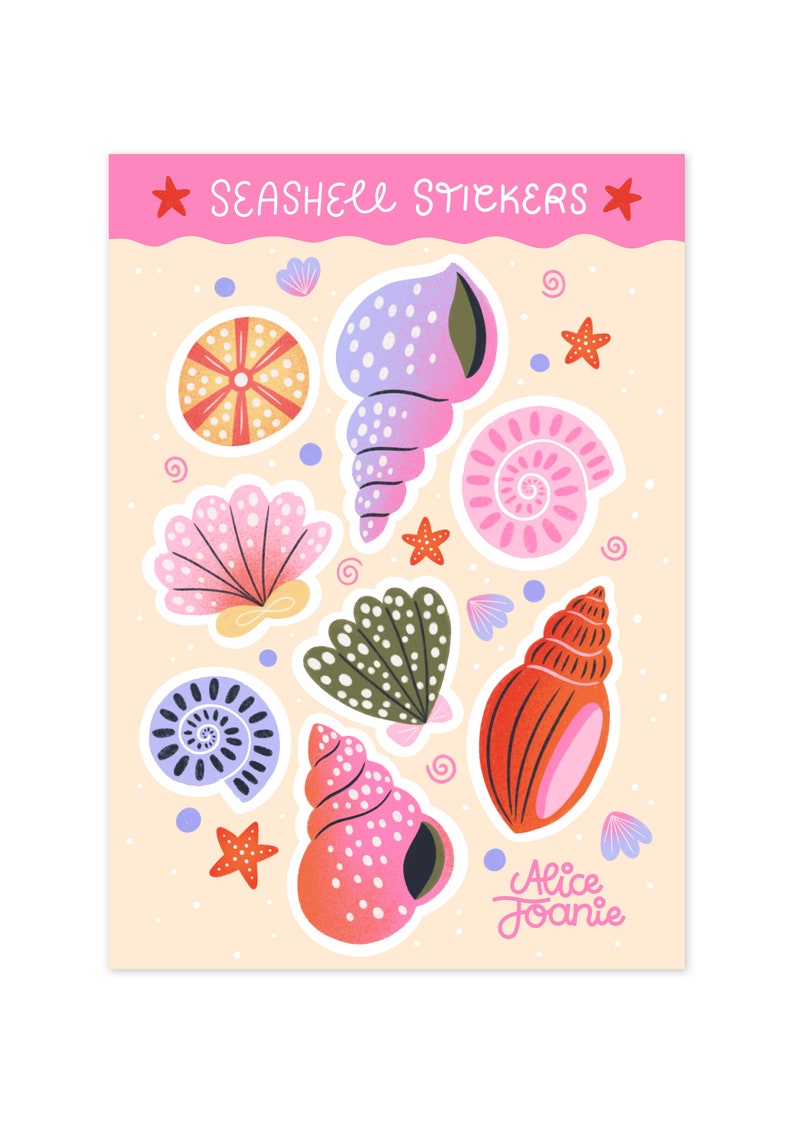 Seashell Sticker Sheet Beach Theme Stickers Seaside Gifts - Etsy
