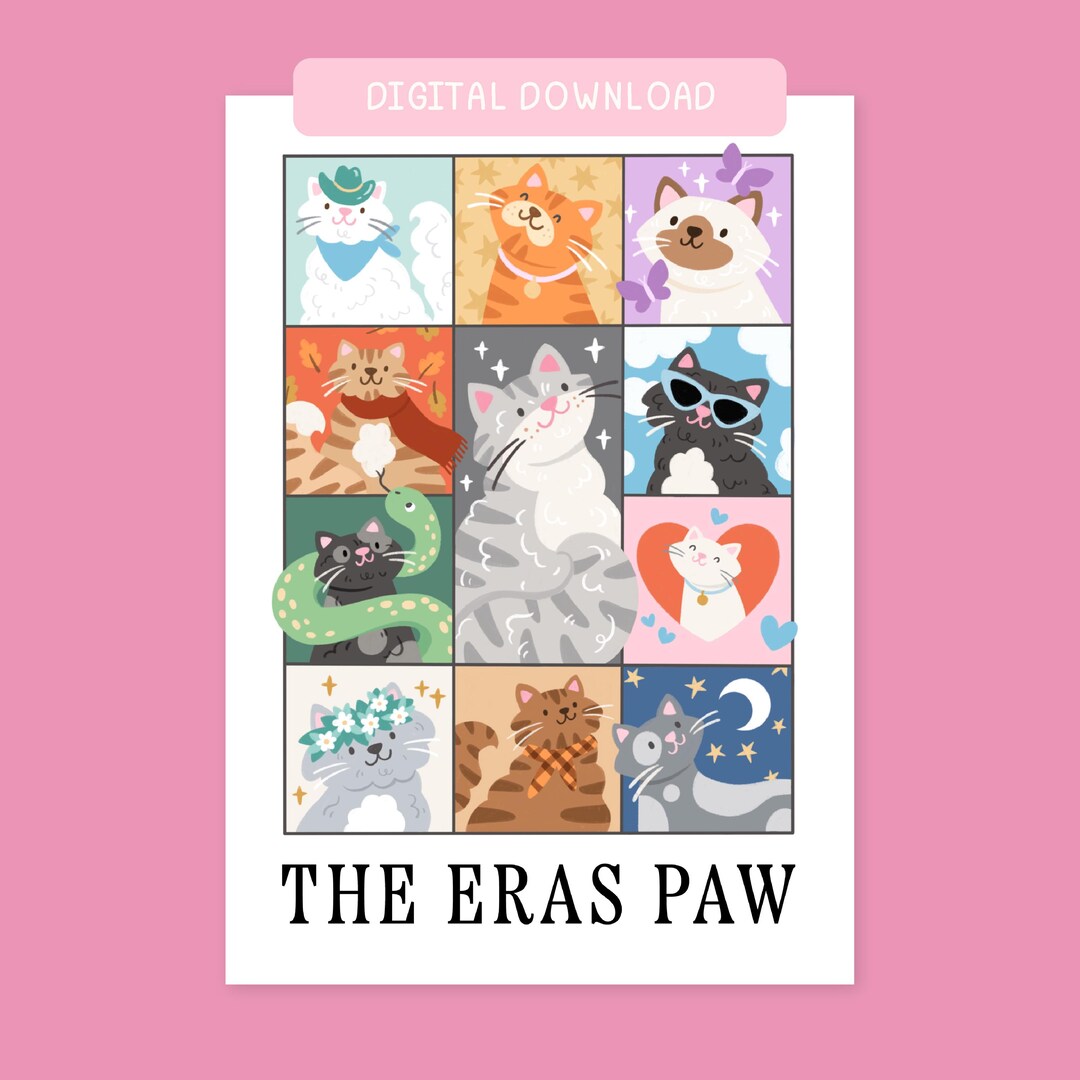 Eras Tour Cat Print DIGITAL DOWNLOAD Eras Tour Wall Art Taylor Swift ...