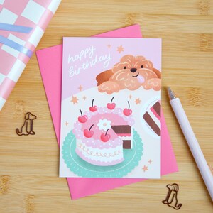 Cute Dog Cake Happy Birthday Card | Cockapoo Birthday Cake Card A6 ...