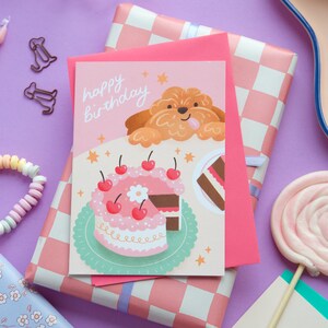Cute Dog Cake Happy Birthday Card | Cockapoo Birthday Cake Card A6 ...