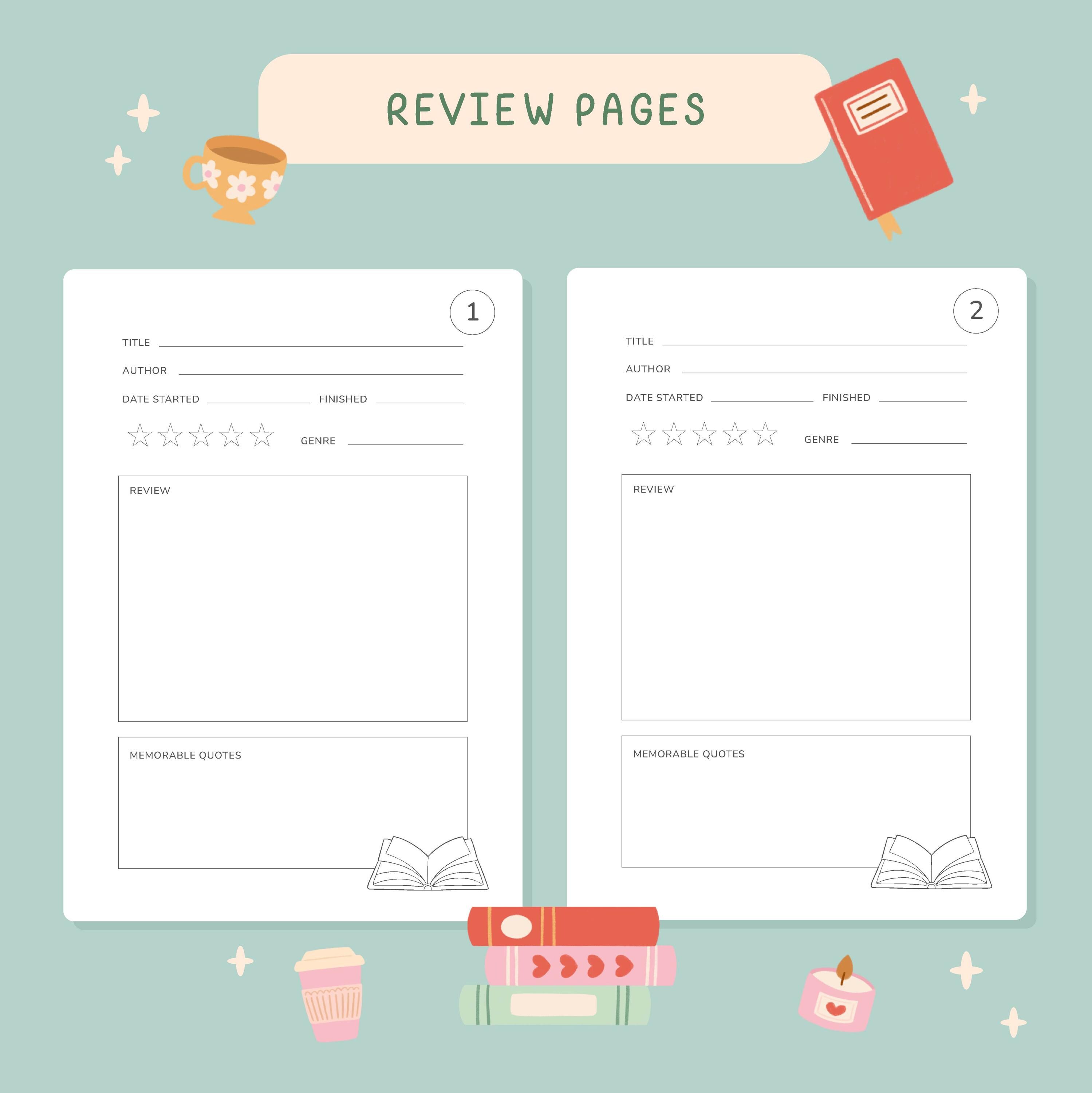 Reading Journal: Book Review Notebook With Bookshelf Tracker - Etsy ...