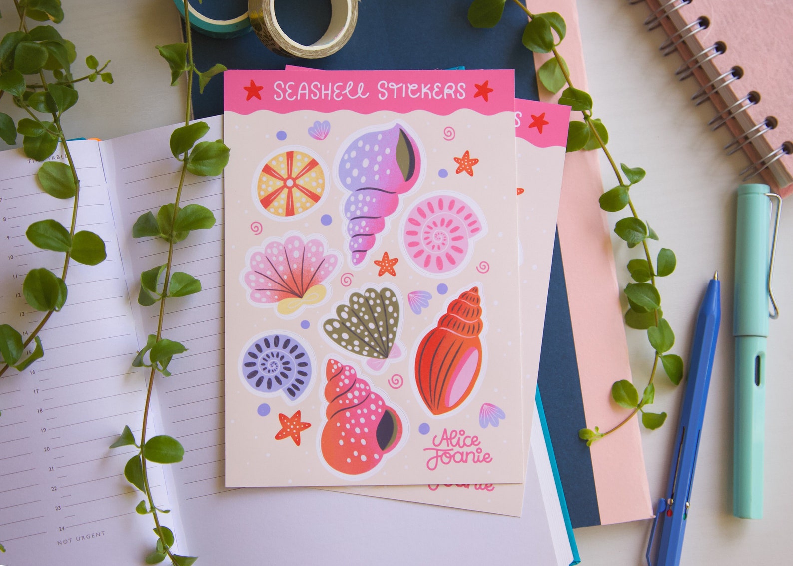 Seashell Sticker Sheet Beach Theme Stickers Seaside Gifts - Etsy